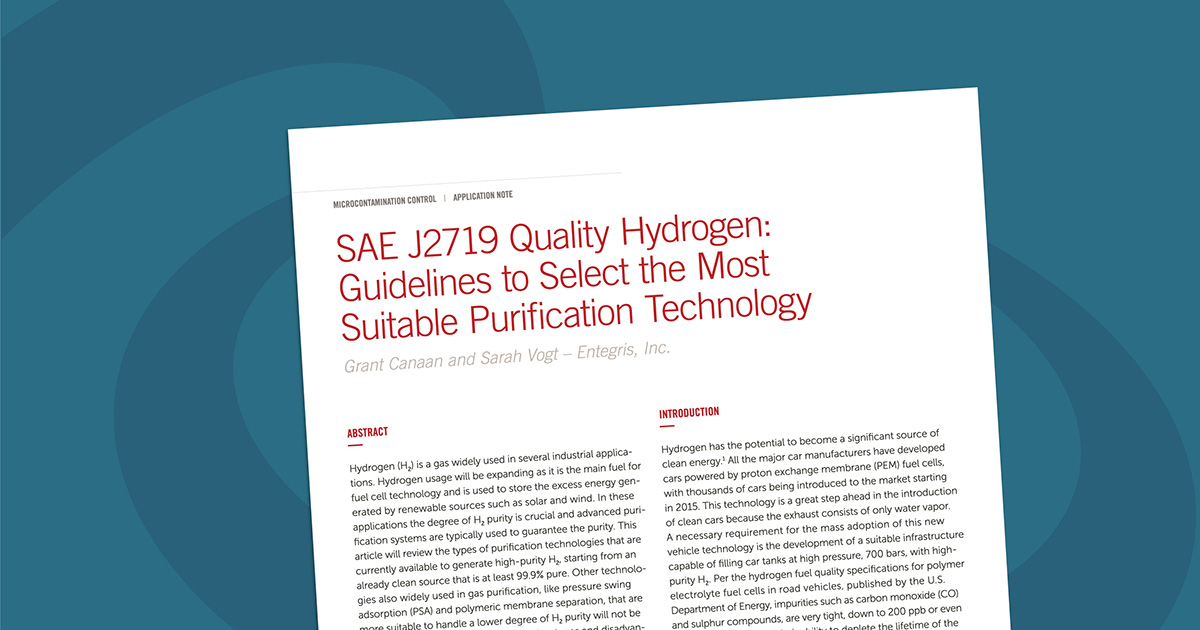 SAE J2719 Quality Hydrogen: Guidelines to Select the Most Suitable Purification Technology